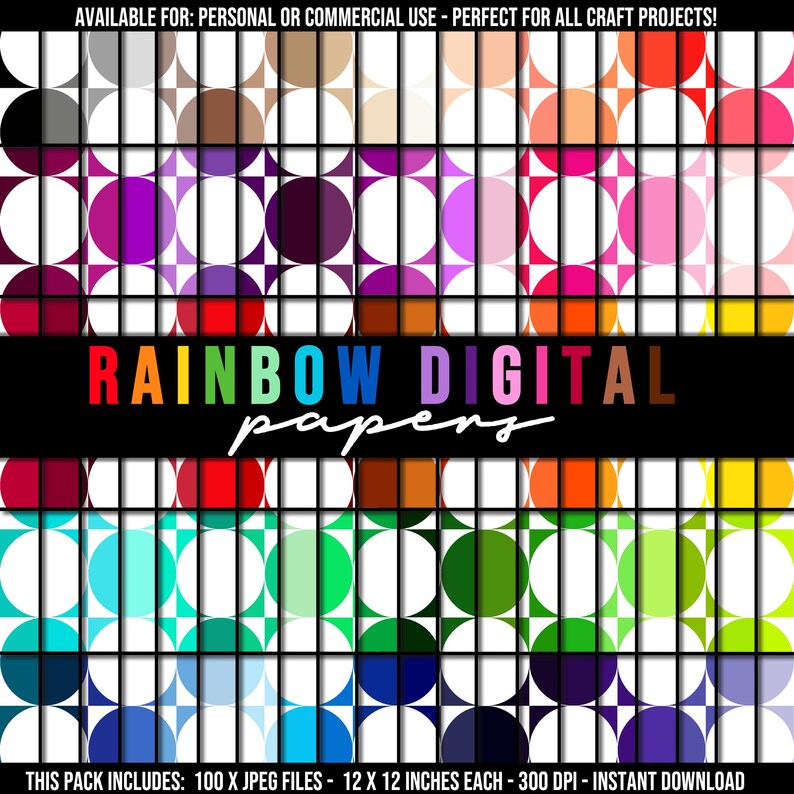Rainbow Circle Checkers Digital Paper Circle Checkers, Circle Pattern ...