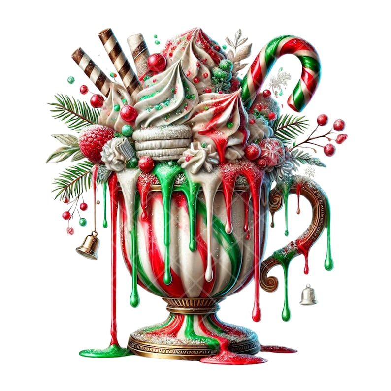 Christmas Milkshake Clipart Set Red, Green, Gold, Delicious Milkshakes ...