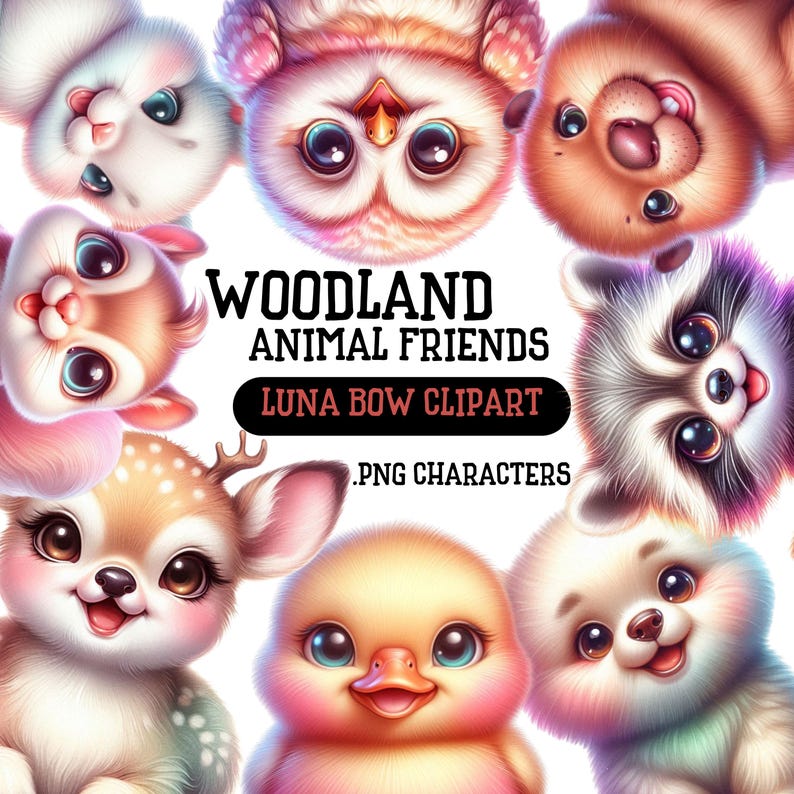 Cute Woodland Animals Clipart Set Clipart Pack, Commercial Use, Pastel ...