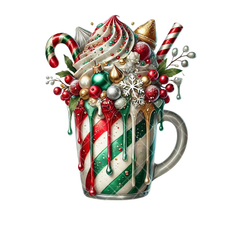 Christmas Milkshake Clipart Set Red, Green, Gold, Delicious Milkshakes ...