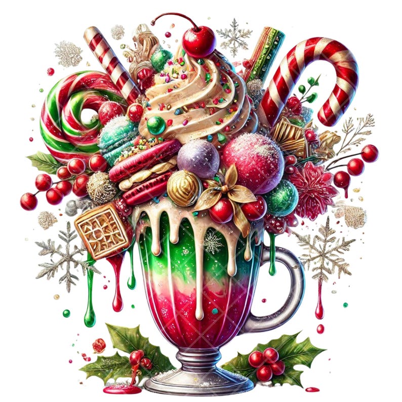 Christmas Milkshake Clipart Set Red, Green, Gold, Delicious Milkshakes ...