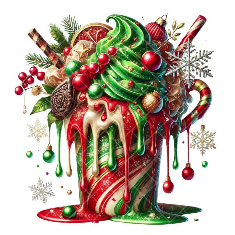 Christmas Milkshake Clipart Set Red, Green, Gold, Delicious Milkshakes ...