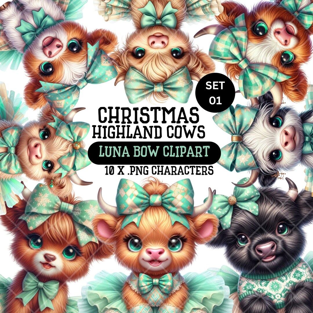 Cute Highland Cow Clipart Highland Cow With Bow and Tutu Clipart ...