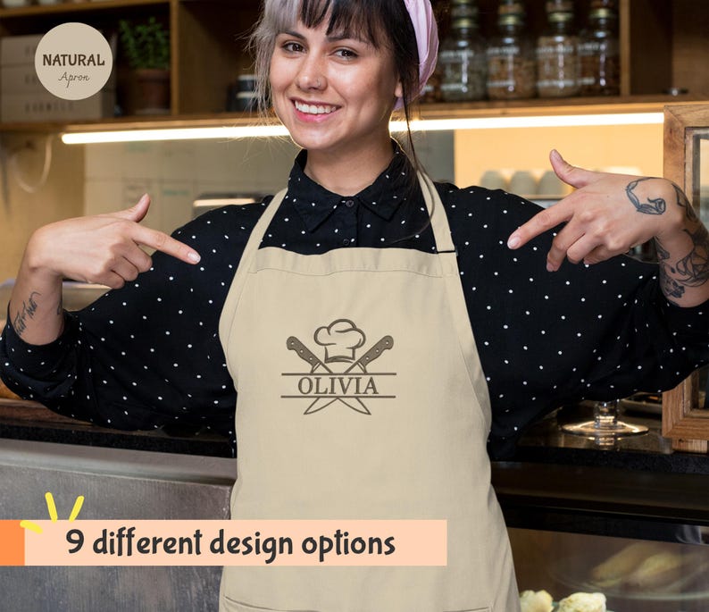 Custom Embroidered Canvas Apron With Pockets | Personalized Embroidered ...