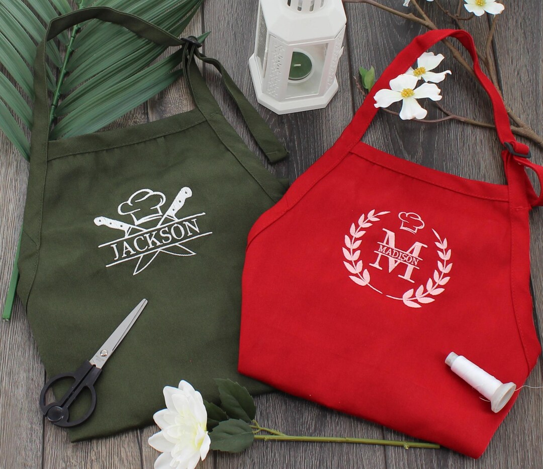Custom Embroidered Canvas Apron With Pockets | Personalized Embroidered ...