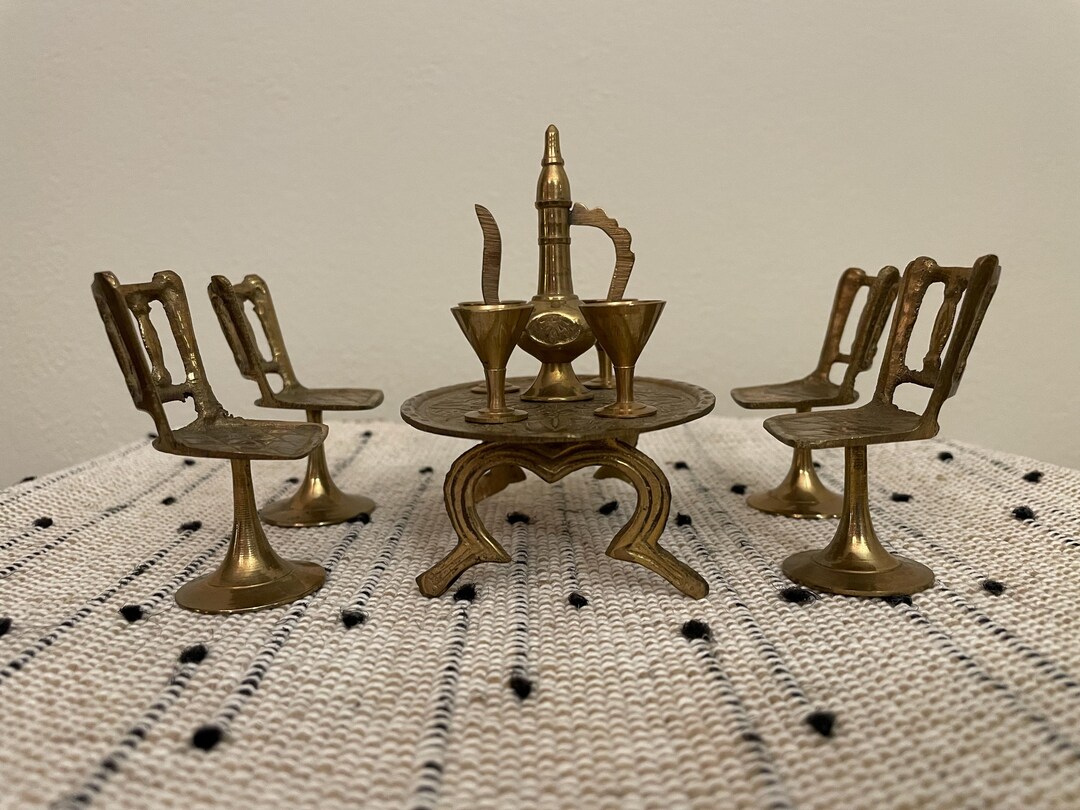 Vintage Miniature Brass Doll Furniture Set - Etsy