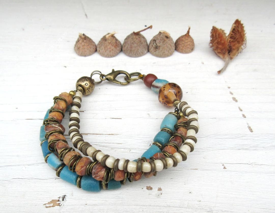 April is A Charming Child : a Tribal Shabby Chic 3 Rows Bracelet With ...