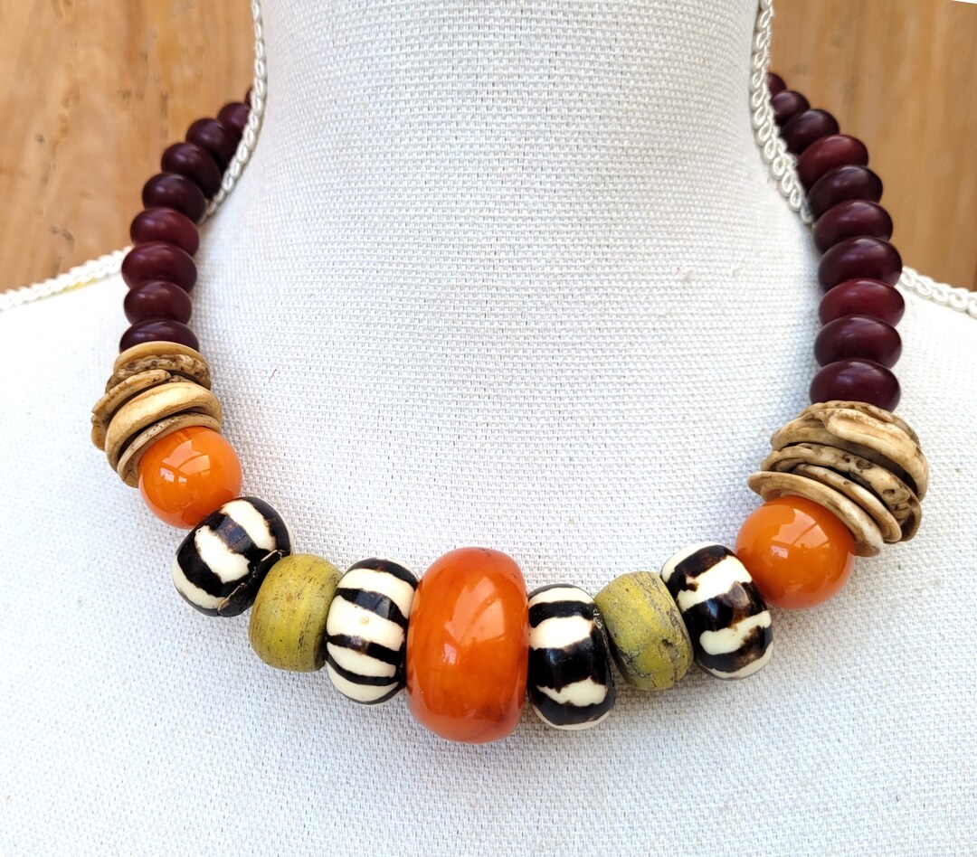 An Ethnic Shabby Chic African Style Necklace With Bone Bead - Etsy
