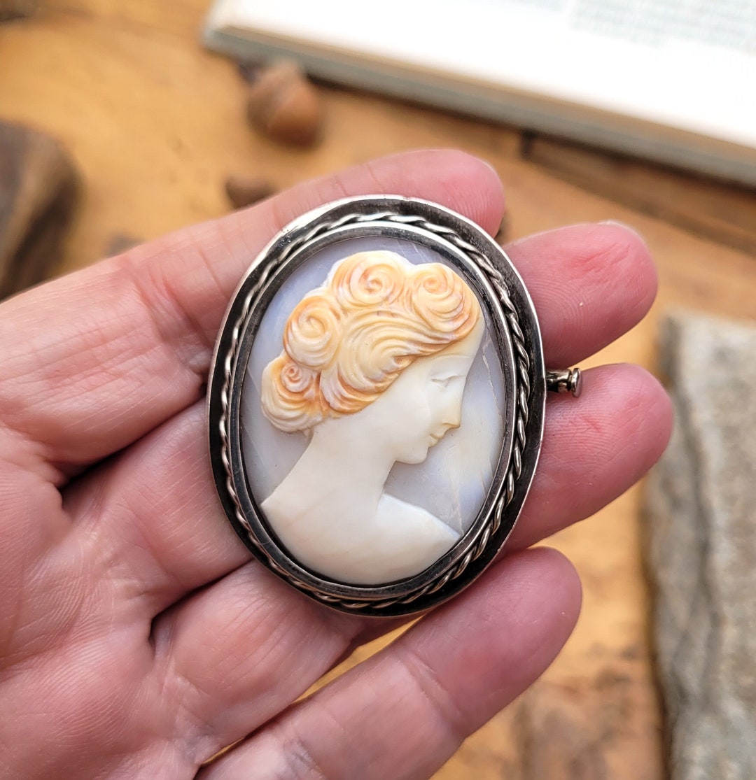 A Magnificent Italian Carved Shell Brooch, Rimmed in Antique Silver ...