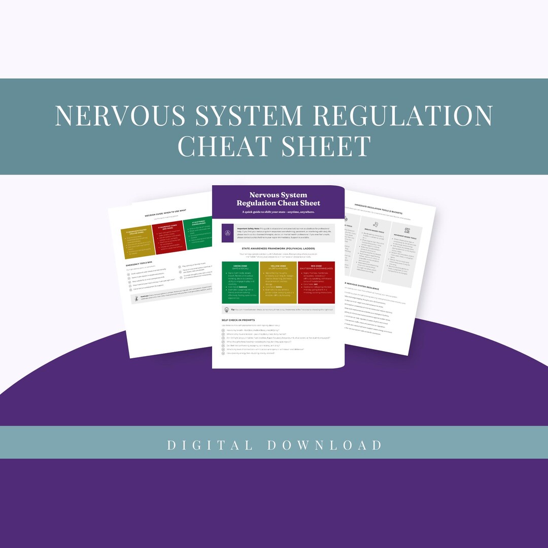 Nervous System Regulation Cheat Sheet | Polyvagal Ladder, Anxiety ...