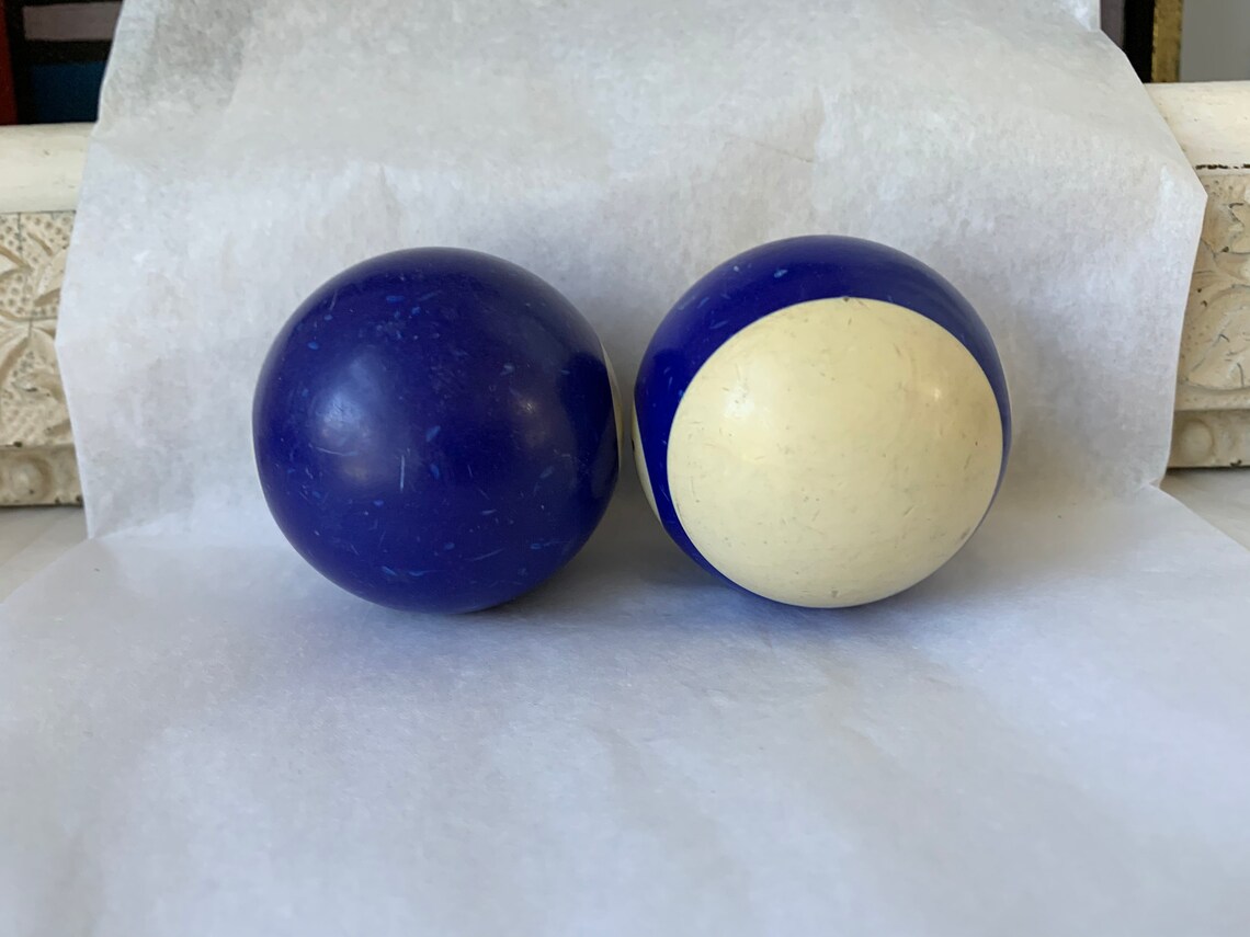 2 Vintage Pool Balls Blue Pool Ball 2 Vertical Stripe Ball - Etsy