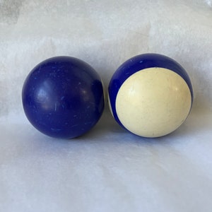 2 Vintage Pool Balls, Blue Pool Ball 2, Blue Stripe Ball, Lucky Number ...