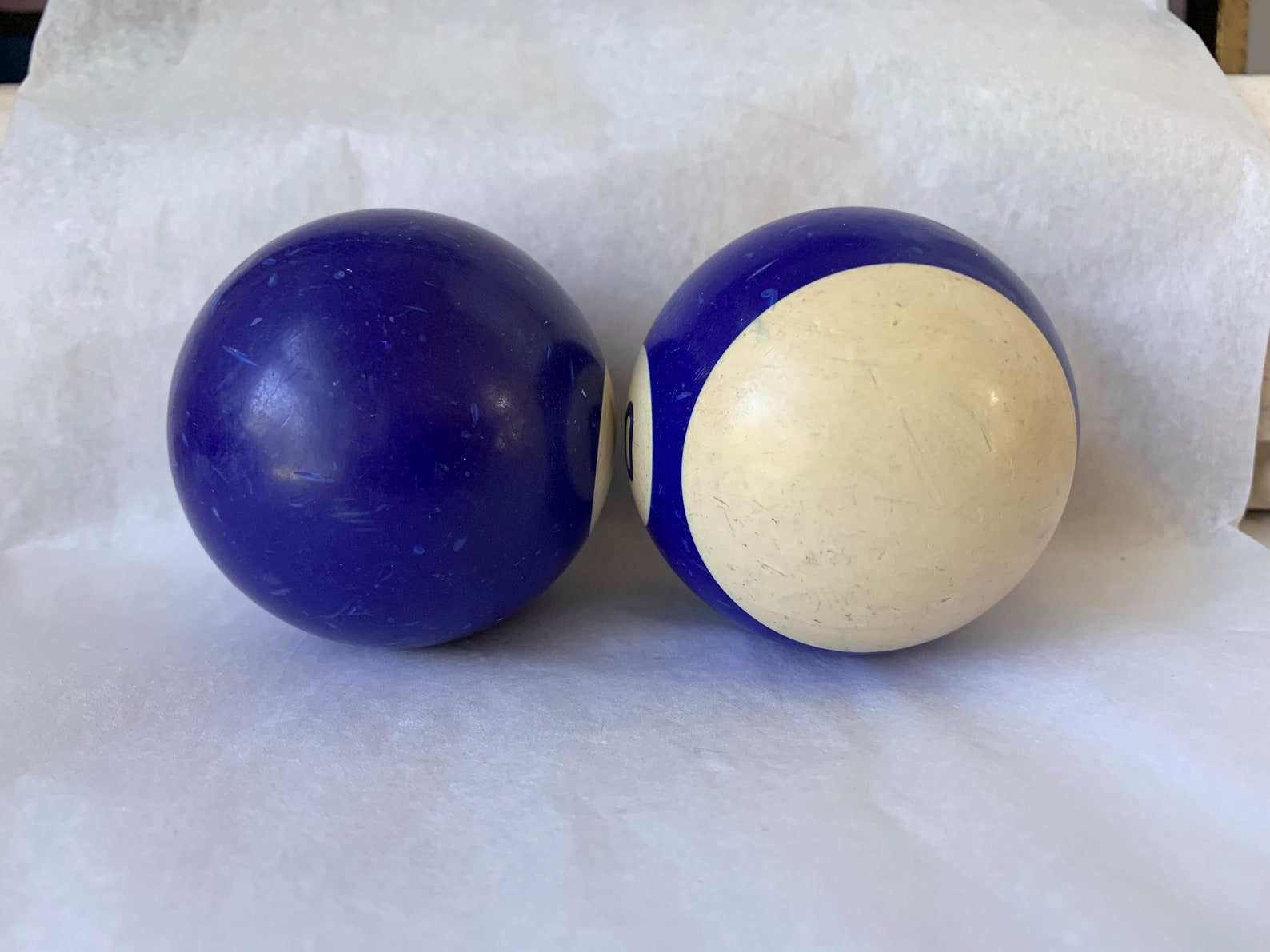 2 Vintage Pool Balls, Blue Pool Ball 2, Blue Stripe Ball, Lucky Number ...
