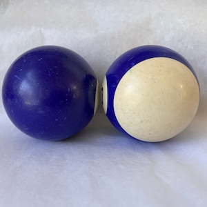 2 Vintage Pool Balls, Blue Pool Ball 2, Blue Stripe Ball, Lucky Number ...