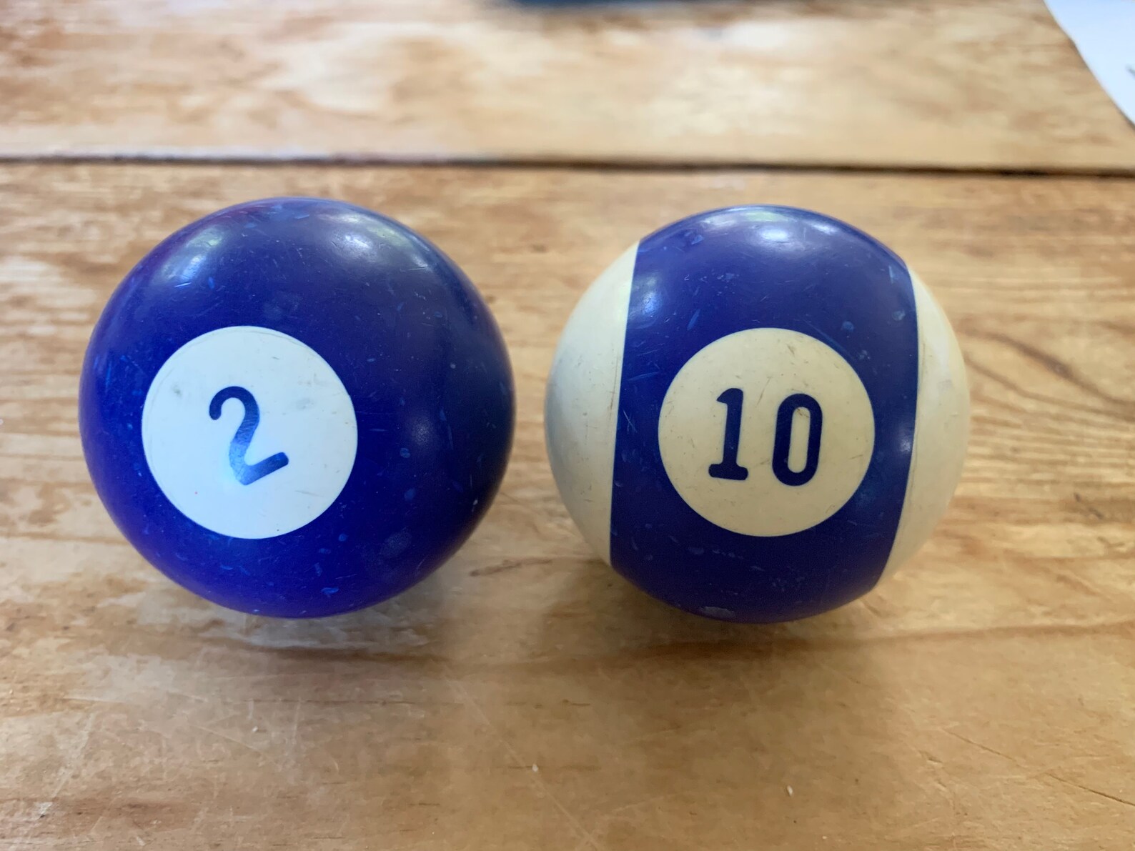 2 Vintage Pool Balls, Blue Pool Ball 2, Blue Stripe Ball, Lucky Number ...