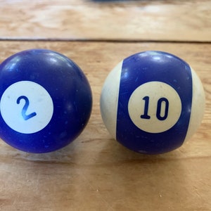 2 Vintage Pool Balls, Blue Pool Ball 2, Blue Stripe Ball, Lucky Number ...