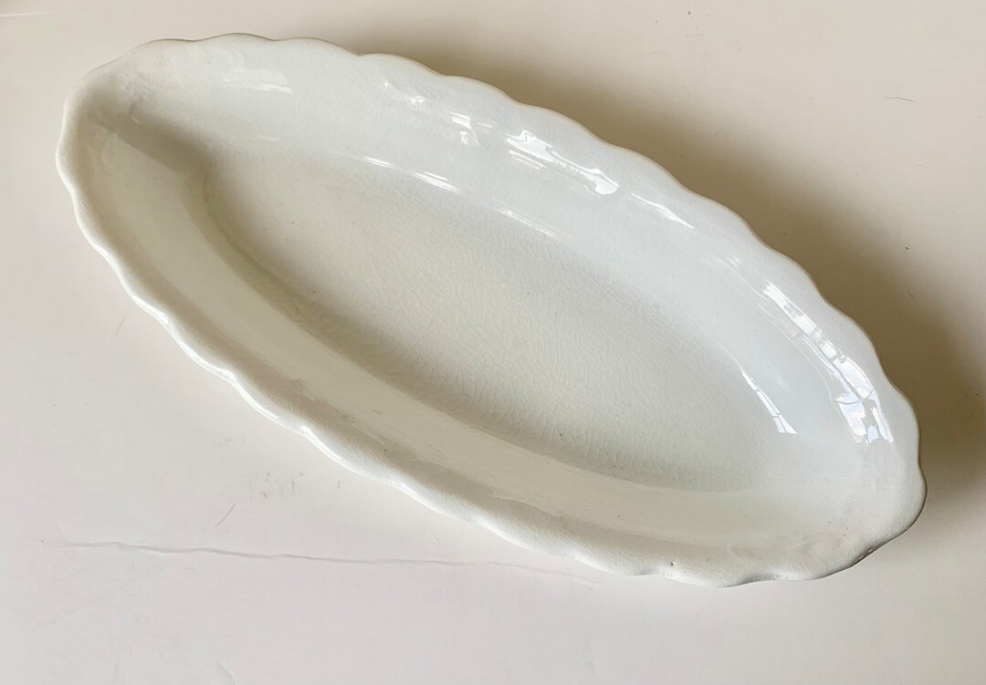 New Jersey China, Oval Scalloped Dish, Heavy Crazing, 12 X 5 Oval Dish ...