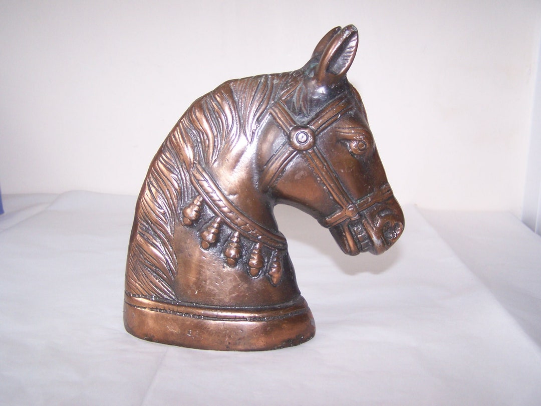 Arabian Horse Head, Cast Metal, Single Bookend, Copper Toned Finish ...