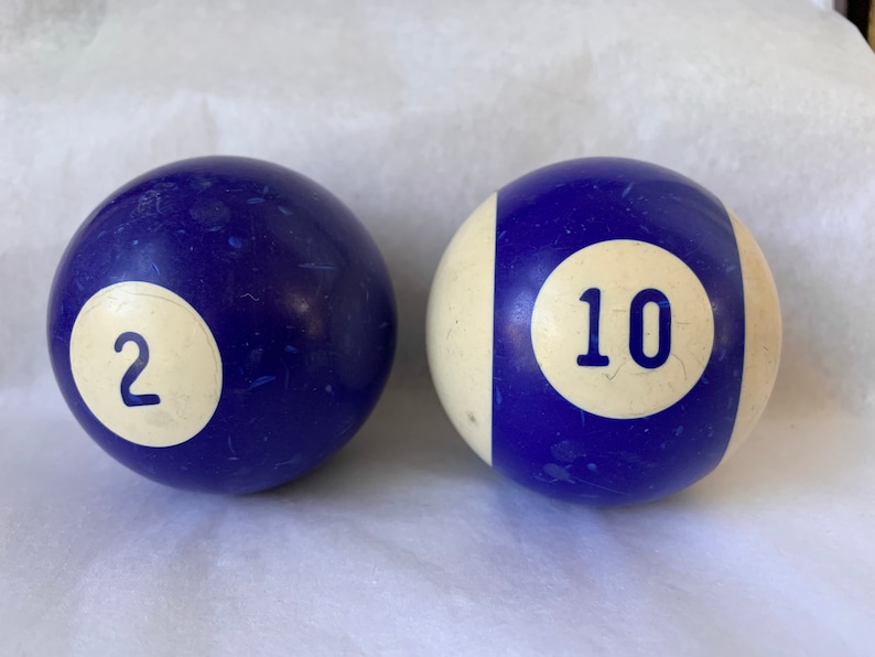 2 Vintage Pool Balls, Blue Pool Ball 2, Blue Stripe Ball, Lucky Number ...