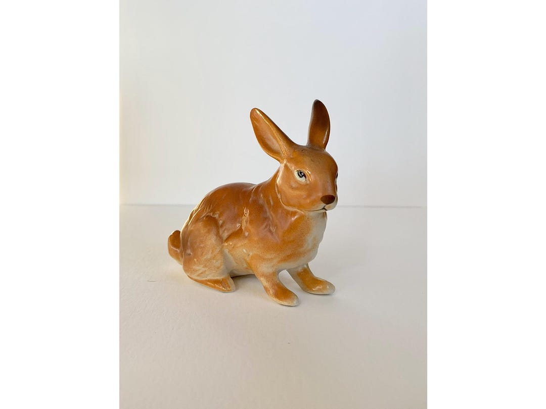Vintage, Lefton Brown Rabbit, Woodland Decor, Sitting Rabbit, Brown ...