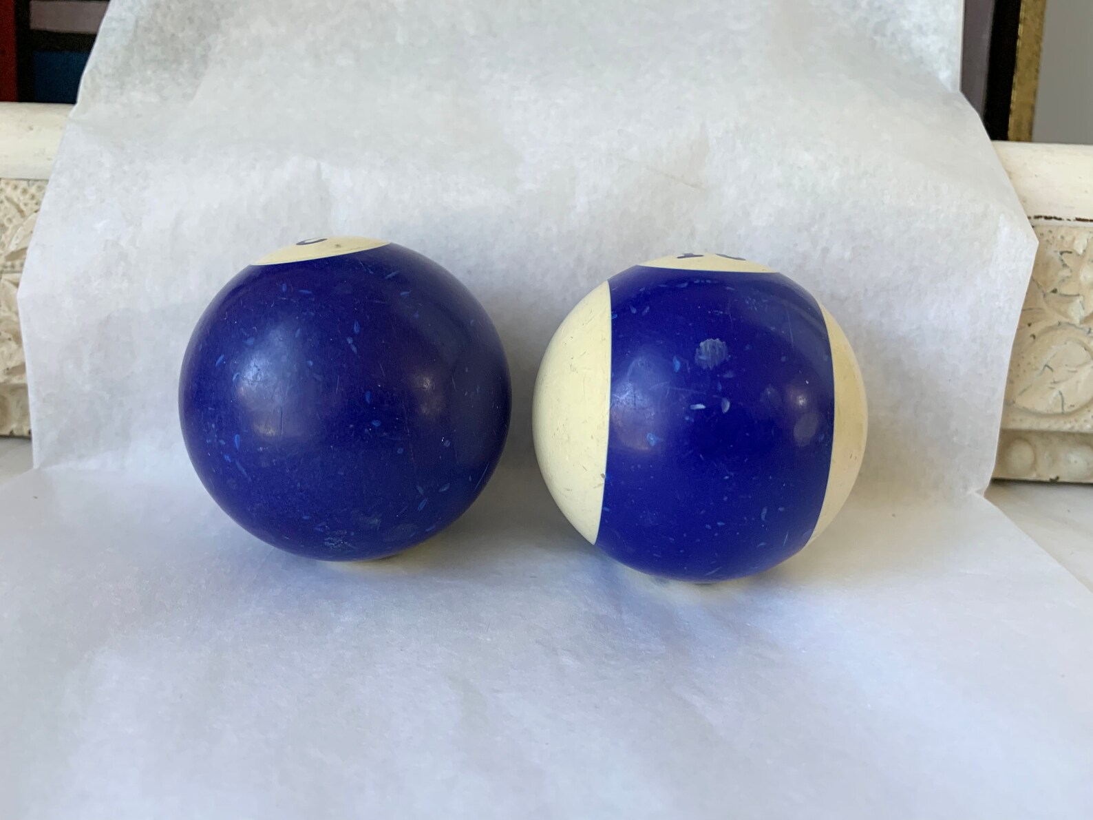 2 Vintage Pool Balls, Blue Pool Ball 2, Blue Stripe Ball, Lucky Number ...