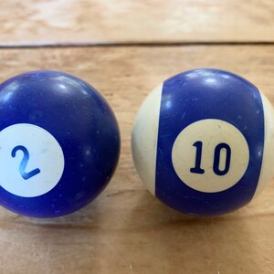 2 Vintage Pool Balls, Blue Pool Ball 2, Blue Stripe Ball, Lucky Number ...