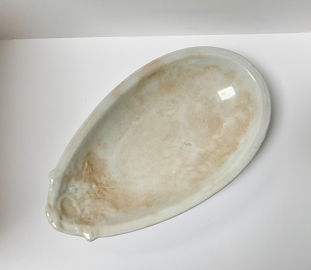 John Hawthorn, Antique Ironstone, Oval Relish Dish, Heavy Distressed ...