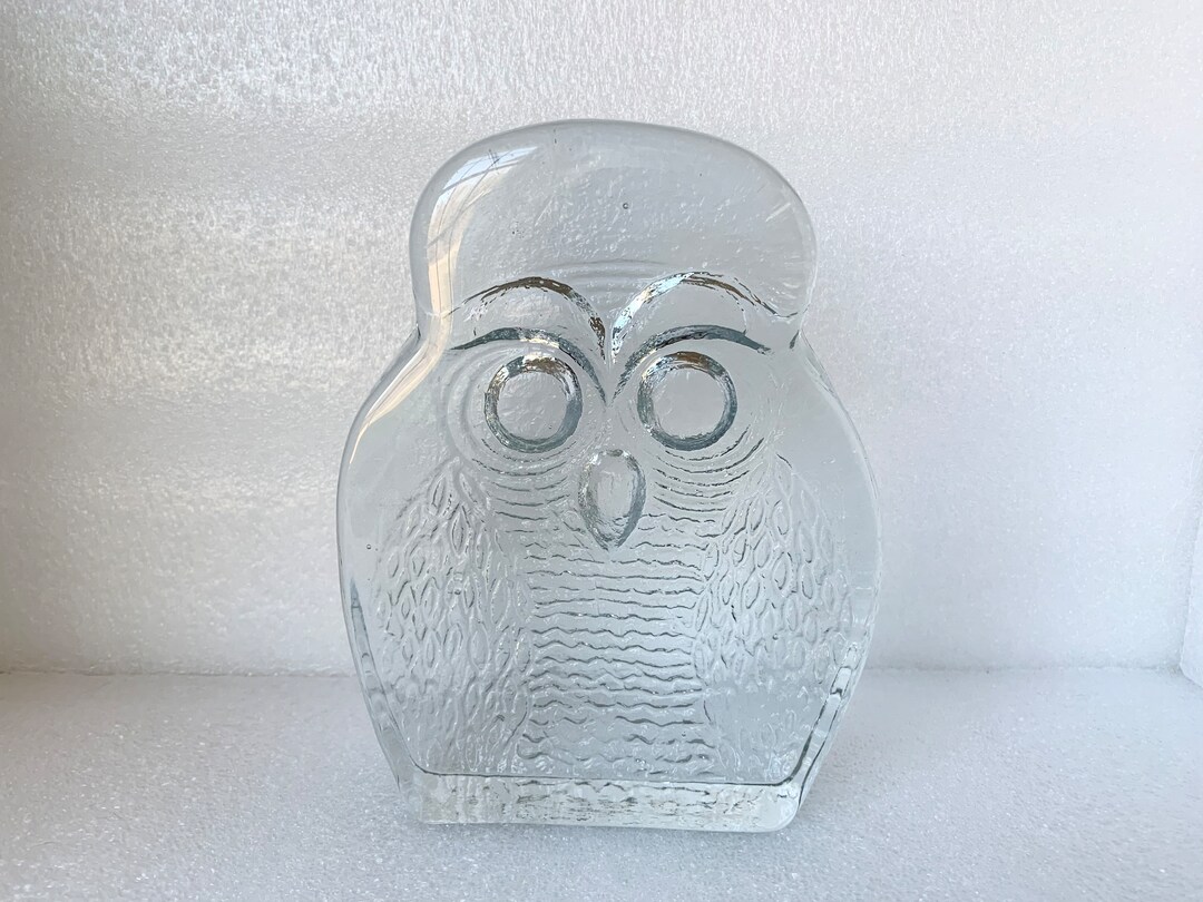 Blenko Glass Owl, Mid Century Modern, Glass Bookend, Glass Owl Figurine ...
