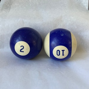 2 Vintage Pool Balls, Blue Pool Ball 2, Blue Stripe Ball, Lucky Number ...