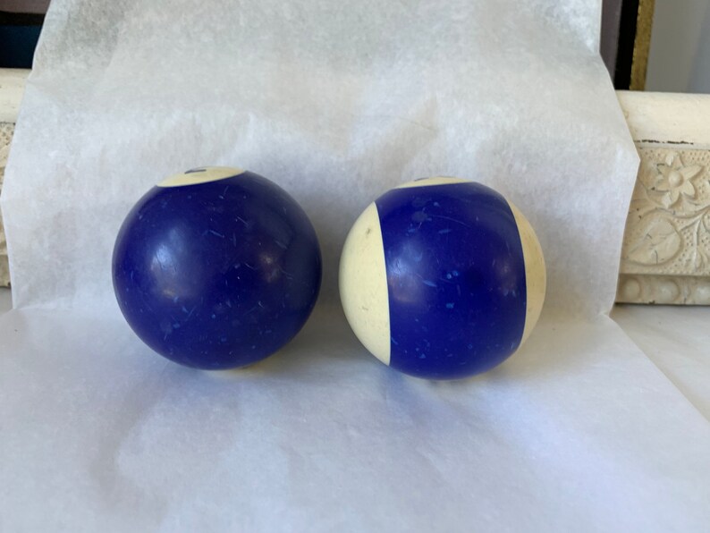 2 Vintage Pool Balls, Blue Pool Ball 2, Blue Stripe Ball, Lucky Number ...