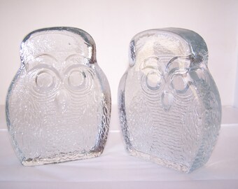 Blenko Owl Bookends - Etsy