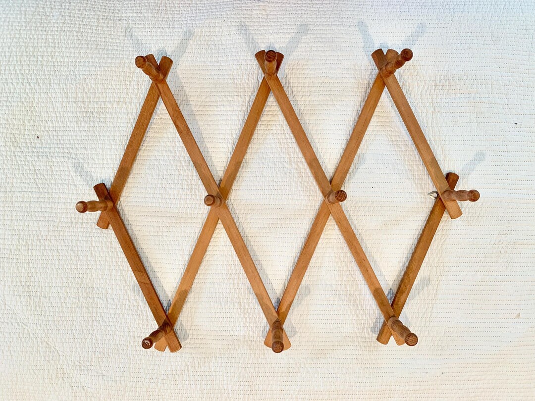 Vintage Coat Rack, 10 Peg Hanging Rack, Adjustable Wall Rack, Folding ...