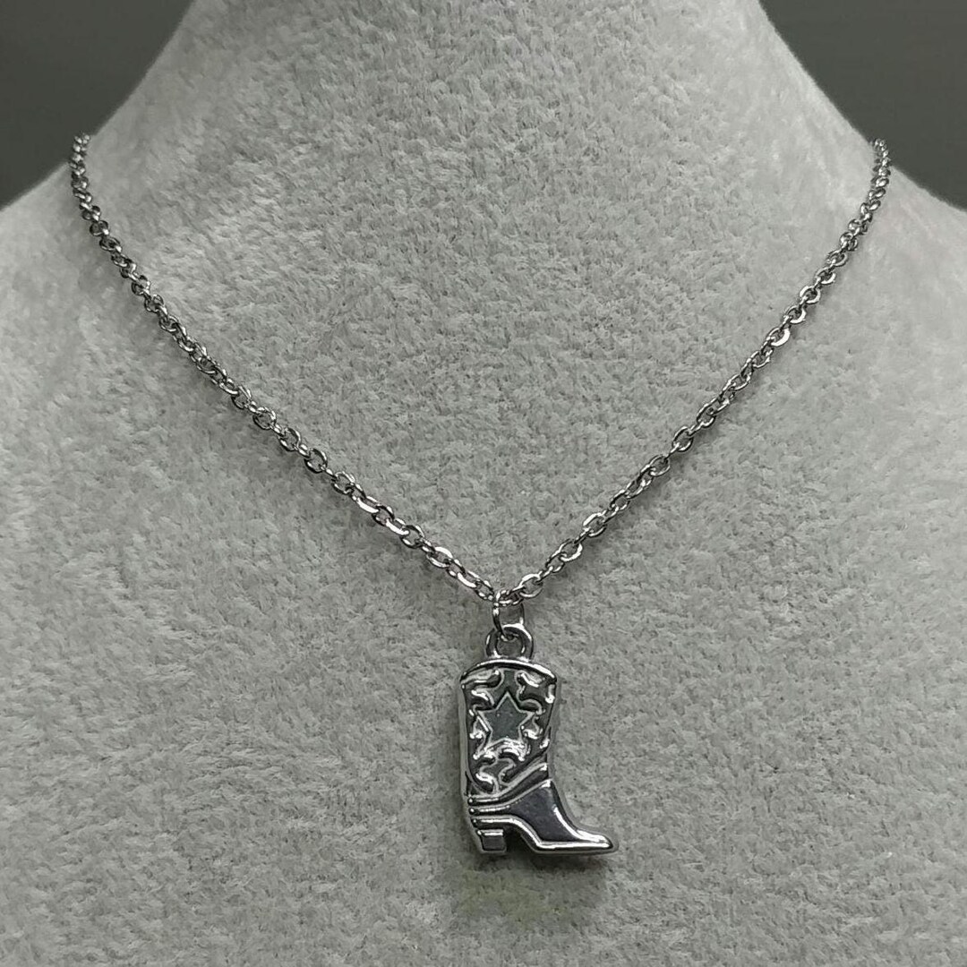 Silver Boot Necklace Boot Pendant Necklace Non-tarnish Stainless-steel ...