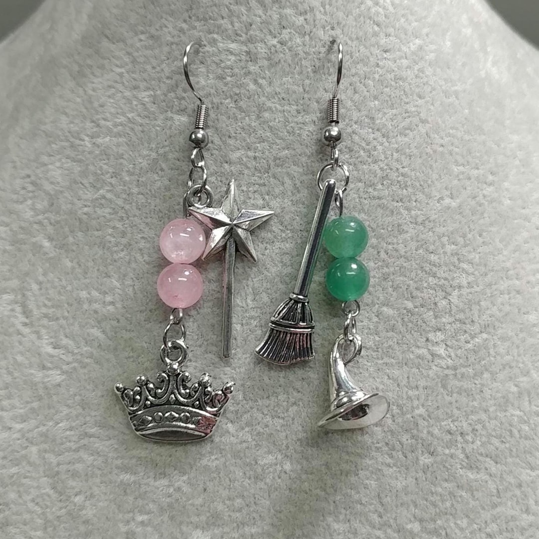 Wicked Mismatched Earrings Rose Quartz Aventurine Natural Gemstone ...