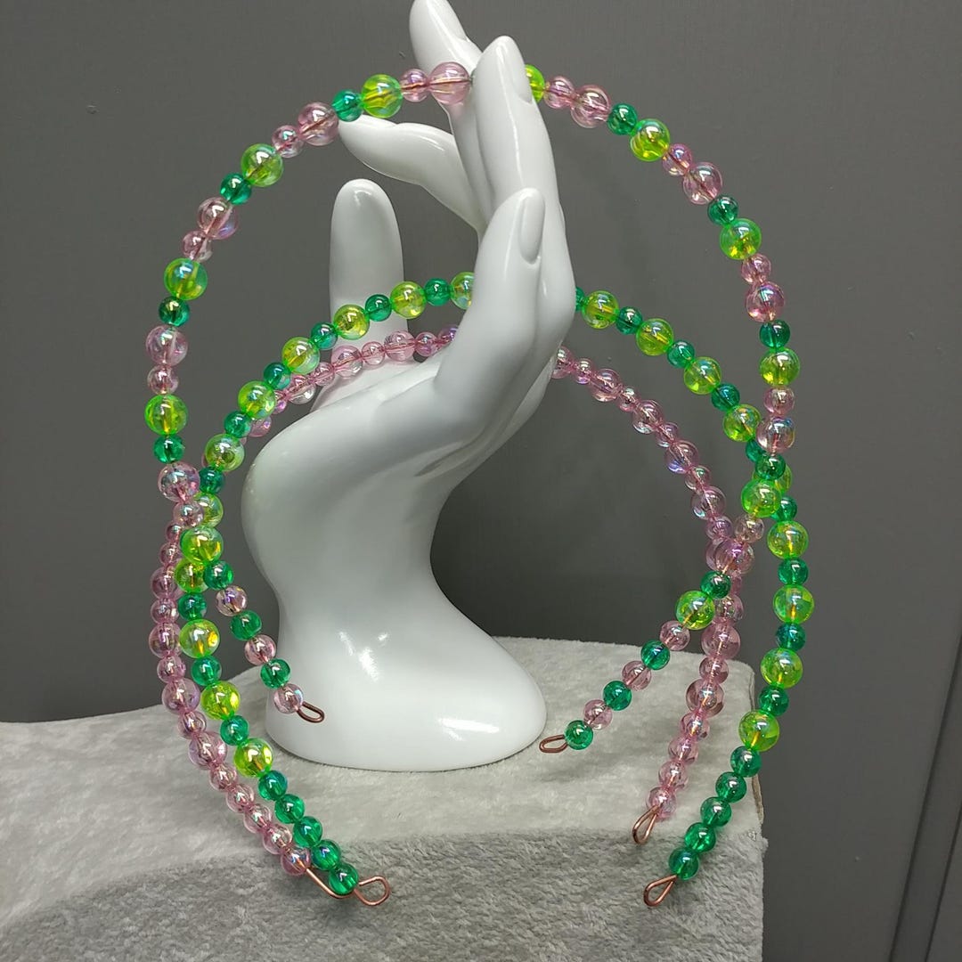 Bead Headband Wicked Headband Pink & Green Glinda Headband Elphaba ...
