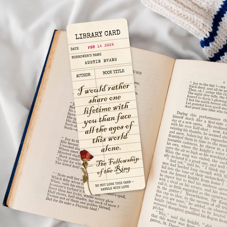 Editable Library Card Bookmark, Printable DIY Couple Gift, Anniversary ...