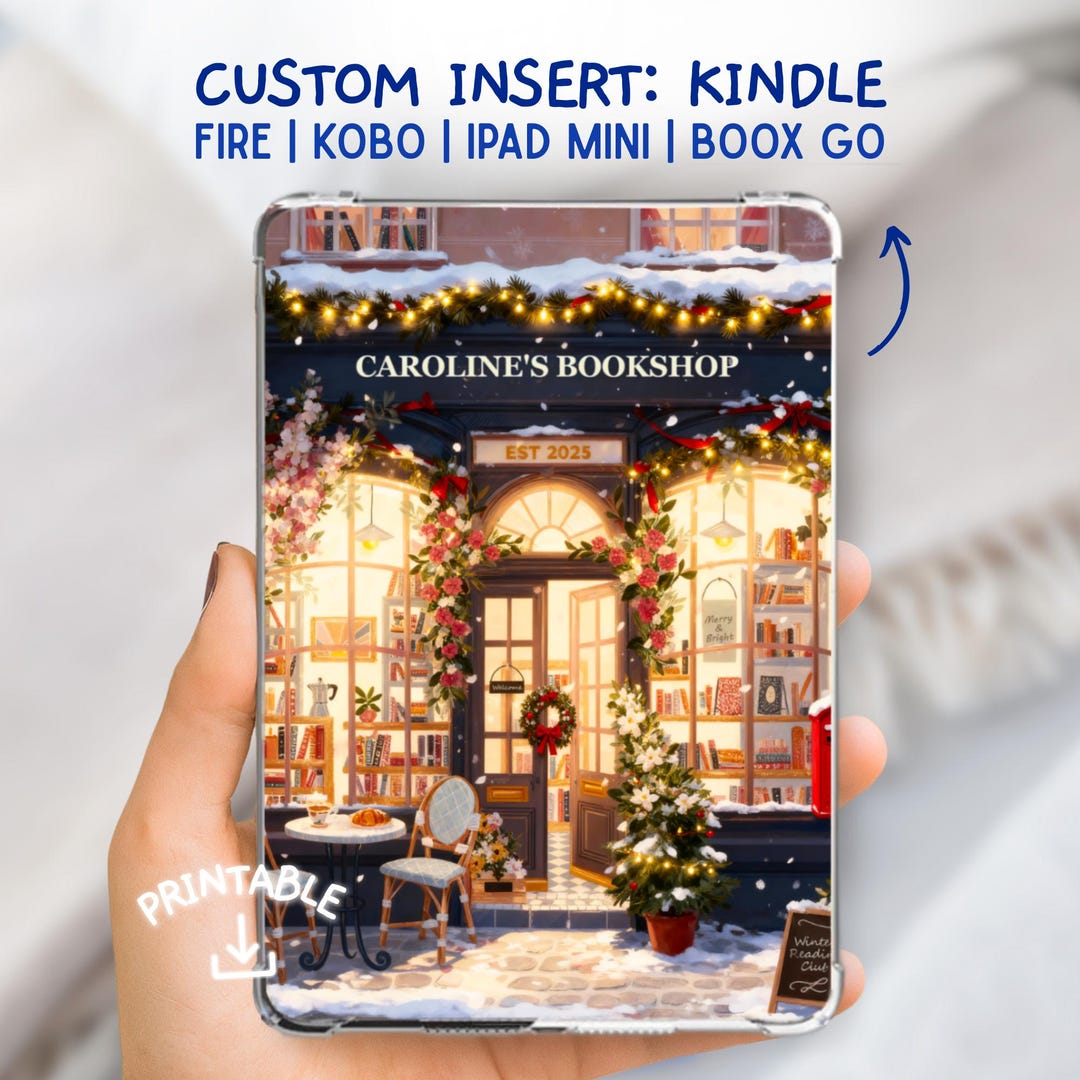 Personalized Bookshop Kindle Insert, Kobo iPad Mini Clear Case, Cozy ...
