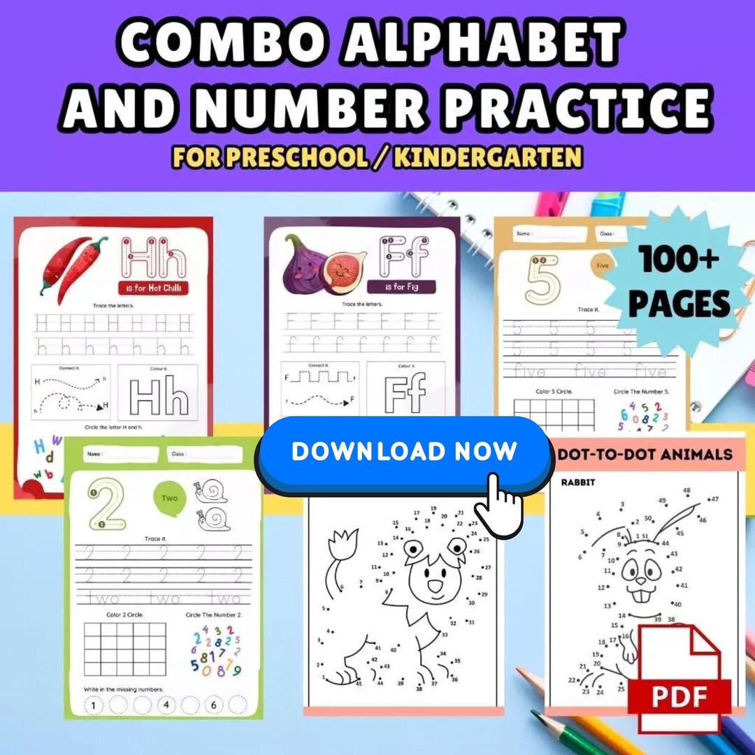 PDF COMBO Printable Alphabet ABC, Number Practice & Dot Markers A to Z ...
