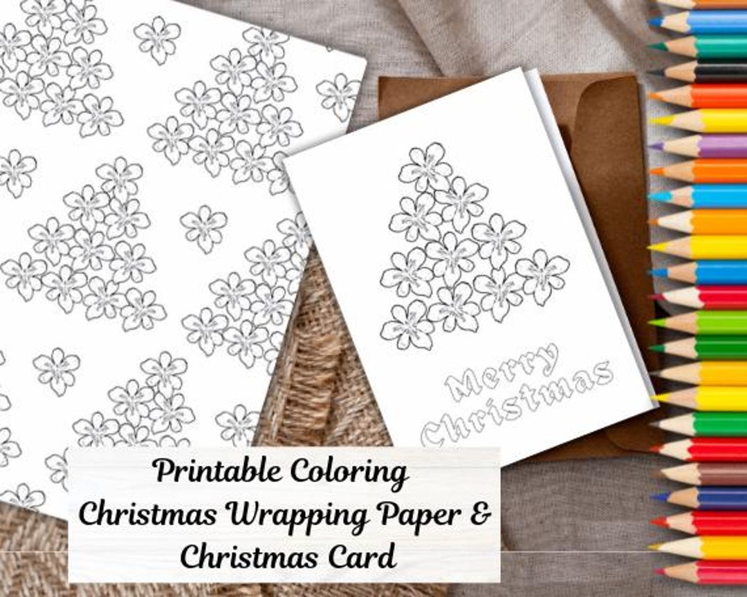 Printable Coloring Page Christmas Wrapping Paper Christmas Card ...