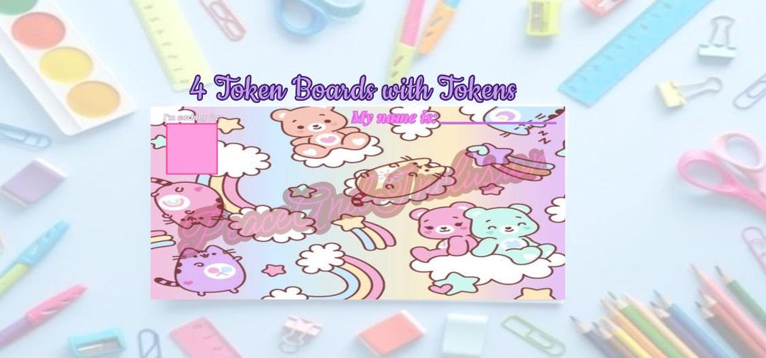 Pusheen Kitty, 4 Token Board Pack - Etsy
