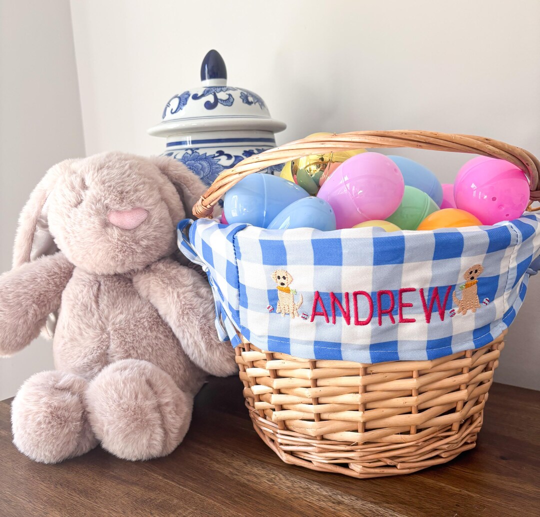 Personalized Easter Basket Custom Embroidered Name Easter Basket Easter ...