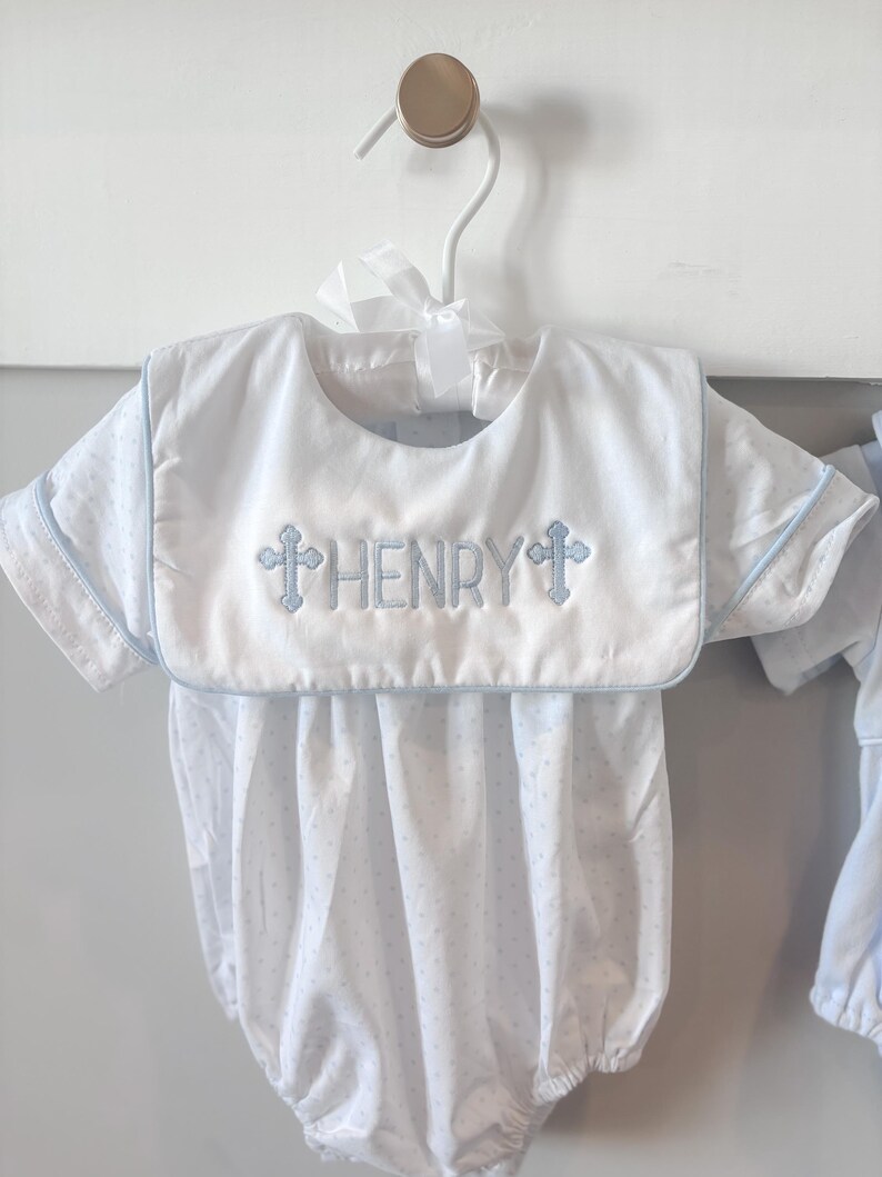Personalized Baby Boy Bubble Outfit | Embroidered Name Christening Outfit | Baptism Gown ...