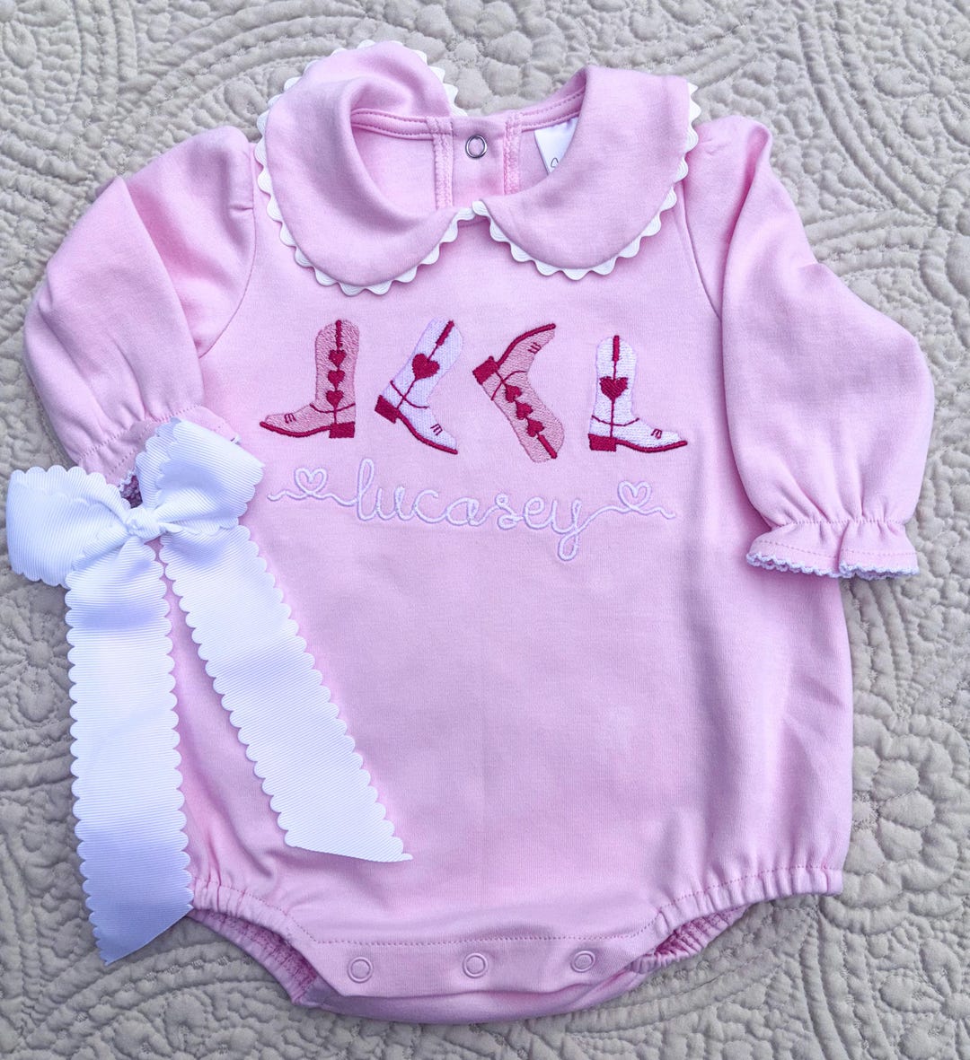 Girls Embroidered Valentine’s Day Bubble/ Personalized Baby or Toddler ...