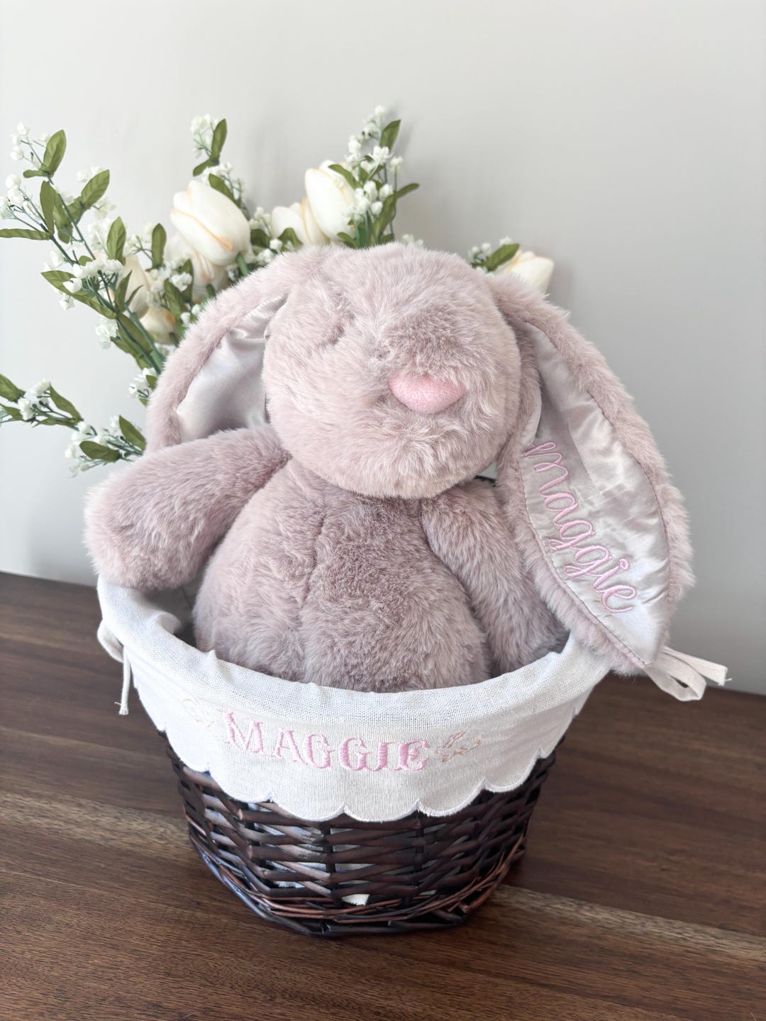 Personalized Plush Bunny Custom Embroidered Name on Ear Easter Bunny ...