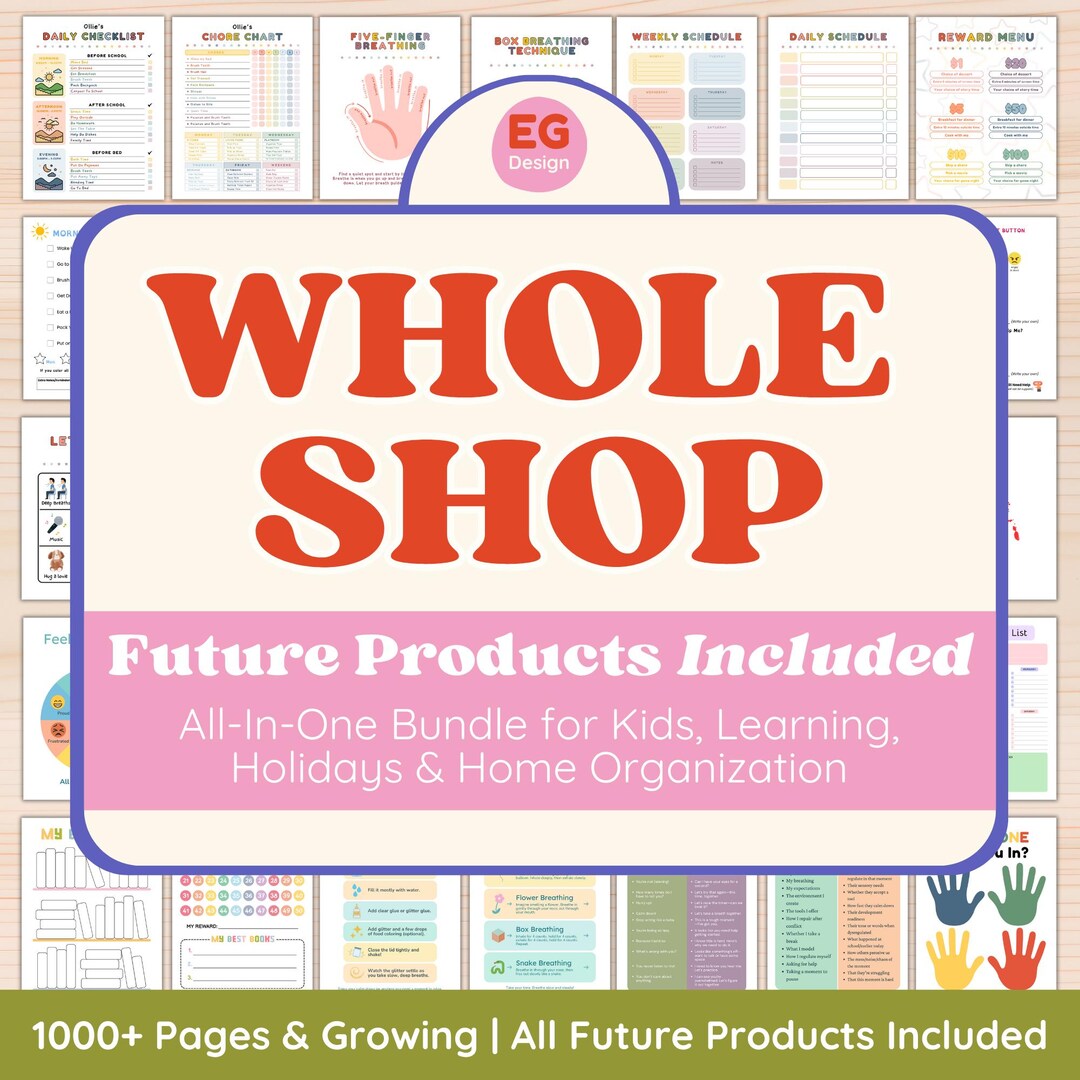 Whole Shop Digital Bundle, Kids ADHD Daily Routines, Family Calendars ...