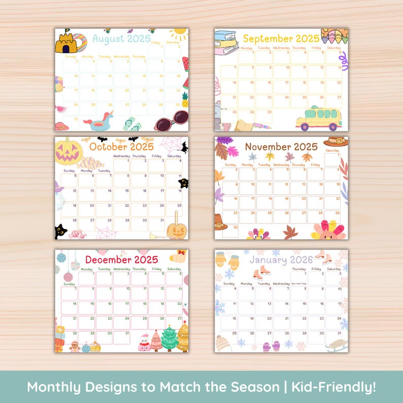 2025 2026 School Year Calendar, Editable Monthly Calendar Template ...