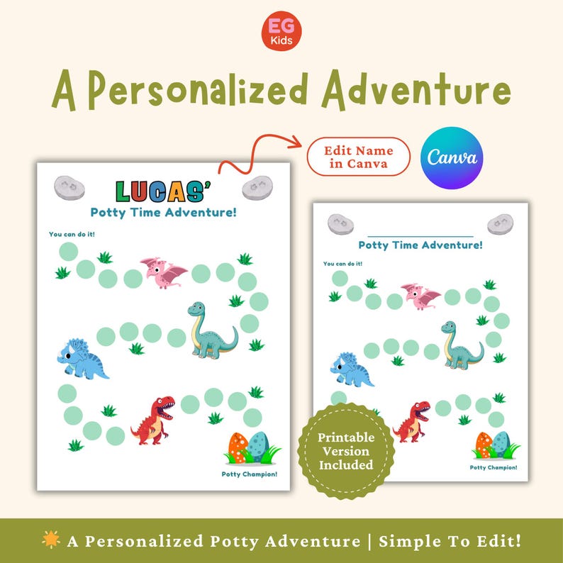 Dinosaur Potty Training Kit Printable, Toddler Potty Reward Chart ...