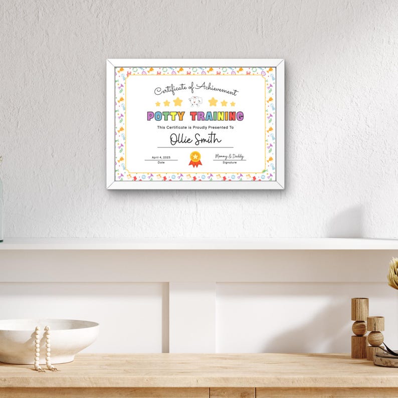 Potty Training Certificate Template, Toddler Potty Training Reward ...
