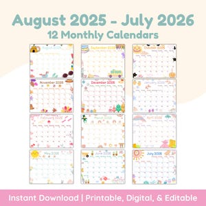 2025 2026 School Year Calendar Printable, Classroom August to July ...