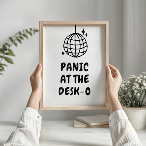 Panic at the Desko Print, Funny Office Cubicle Decor, Wall Art, Funny ...
